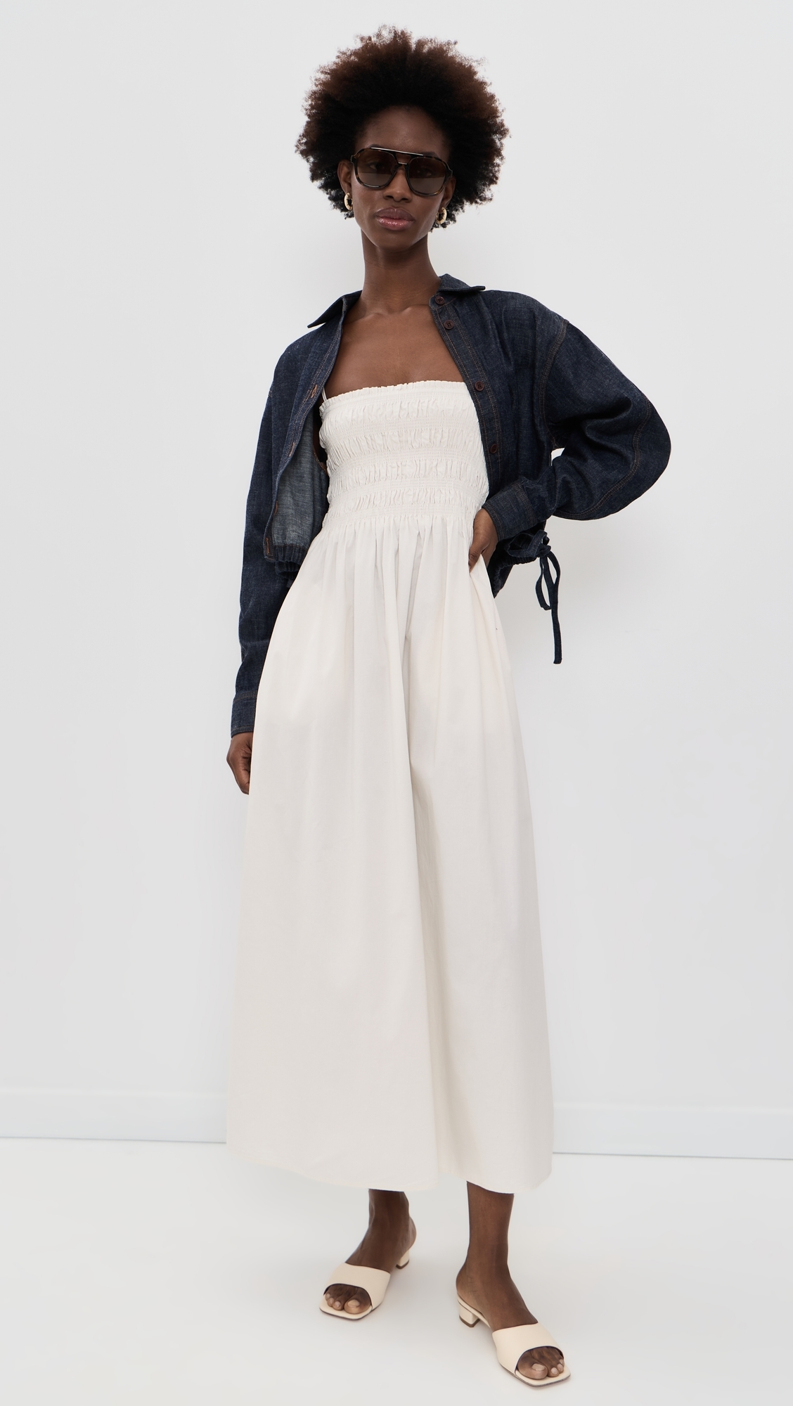 PISTOLA Pistola Bianca Shirred Bodice Dress